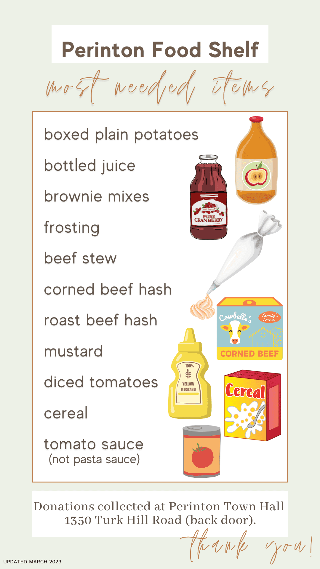 Perinton Food Shelf: Most Needed Items - Town of Perinton